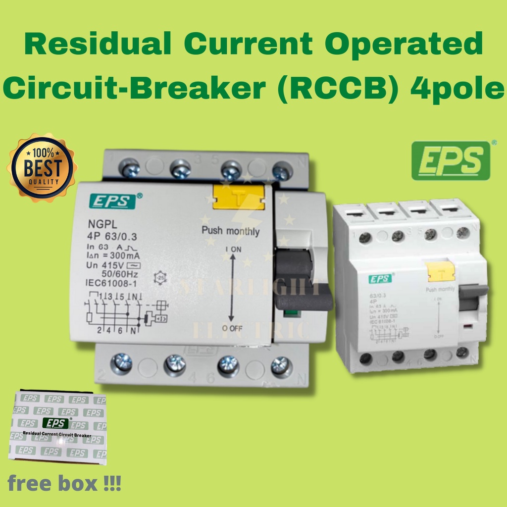 EPS (RCCB)4POLE Residual Current Operated Circuit-Breaker (ELCB)40A/63A [30ma/100ma/300ma ...