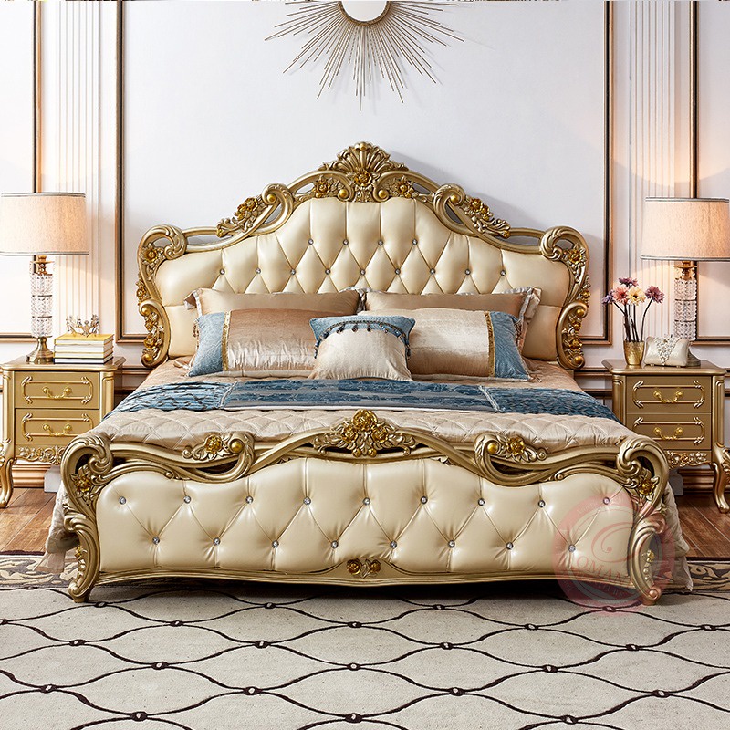 European Style Luxury Bed Frame With Soft Cushion Headboards Queen King ...