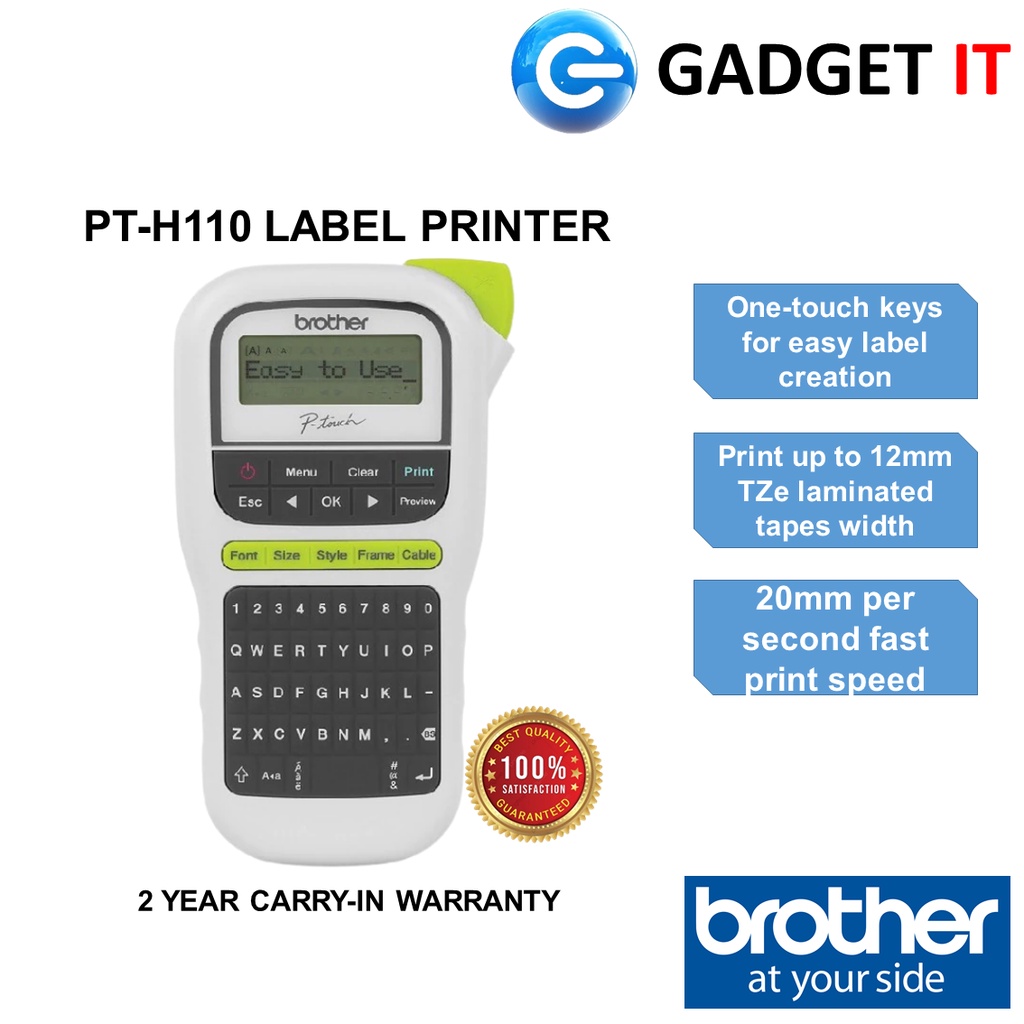 BROTHER P-TOUCH PT-H110 LABEL MACHINE PTH110 / H110 WITH 12MM X 4M ...