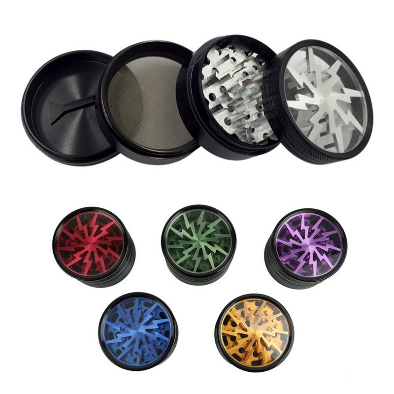 63mm 4 Layers Lightning-shaped Smoking Weed Herb Grinders Tobacco ...
