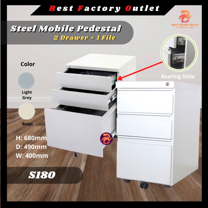 BFO S180 Metal Mobile Pedestal / Almari Besi / Drawer Cabinet / Almari ...