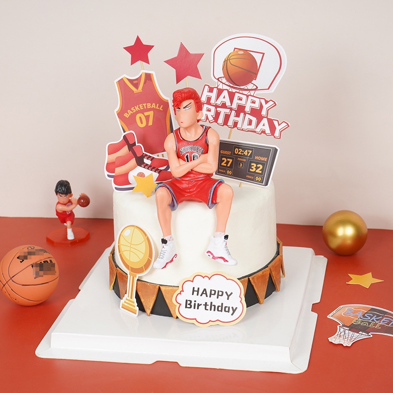 [Spot] Basketball basket slam dunk cake set boys basketball cake ...