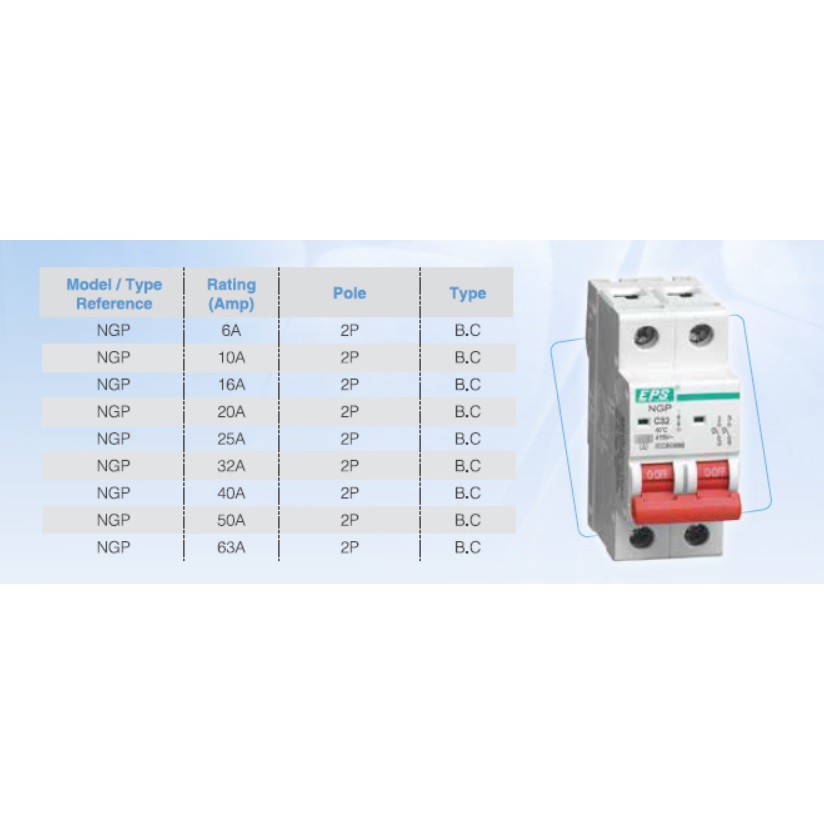 EPS 2Pole MCB 6A 10A 16A 20A 32A 40A 50A 63A Circuit Breaker 6KA (SIRIM ... EPS 2Pole MCB 6A 10A 16A 20A 32A 40A 50A 63A Circuit Breaker 6KA (SIRIM ...