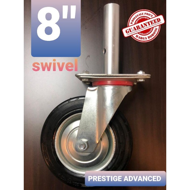 8" / 200mm ADT SCAFFOLDING CASTOR C/W BLACK RUBBER WHEEL/ KASTOR RODA ...