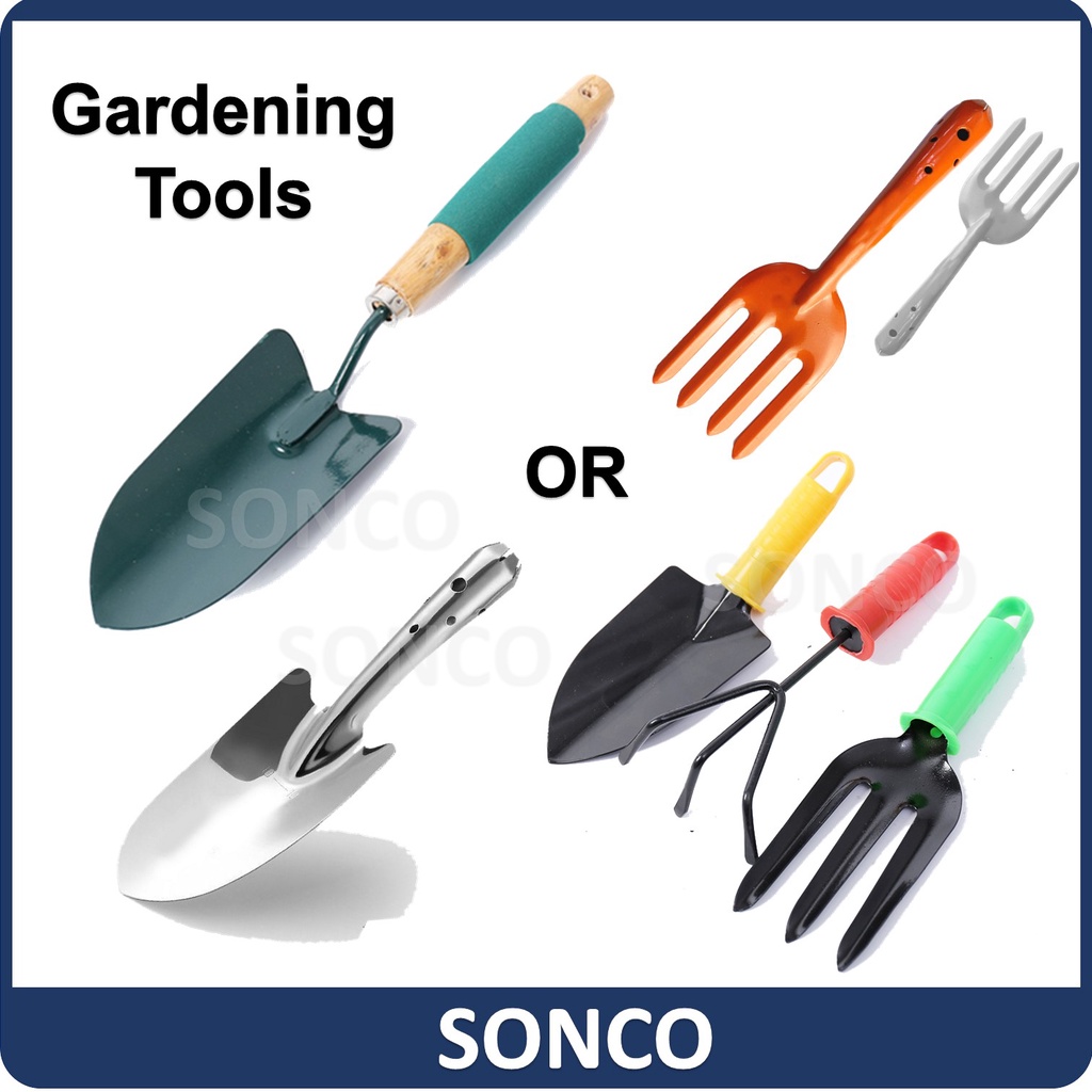 Alat Berkebun Wood Garden Tool Grip Metal Shovel Trowel Ponny Garden ...