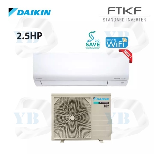 DAIKIN R32 2.5HP Standard Inverter Air Conditioner - FTKF Model -FTKF71A / RKF71A-3WMY-LF ...