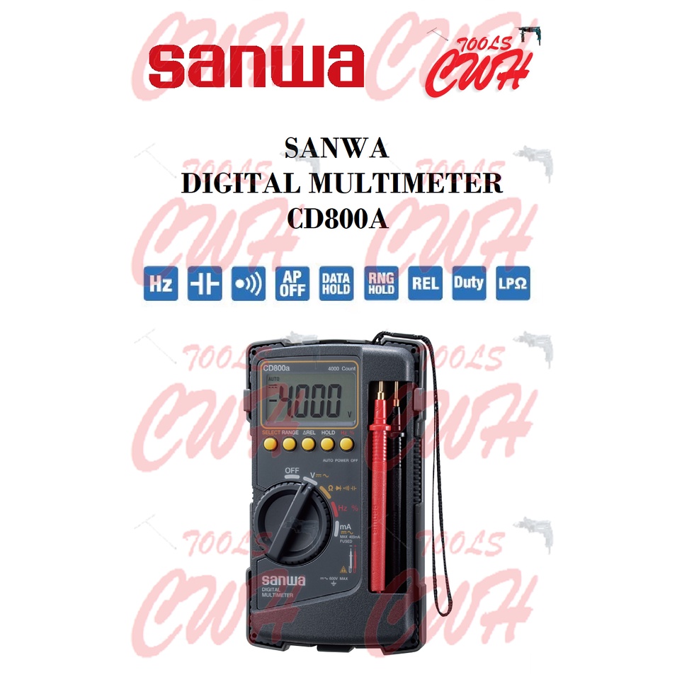 SANWA DIGITAL MULTIMETER CD800A DMM 4000 VOLT CURRENT ELECTRIC VOLTAGE ...