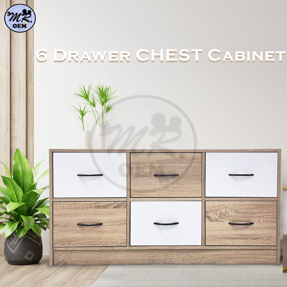 MR OEM 6 Drawer Cabinet Chest Drawer Display Storage Kabinet Baju ...