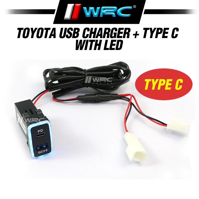 Toyota USB Charger + Type C Voltage with Led | Shopee Malaysia