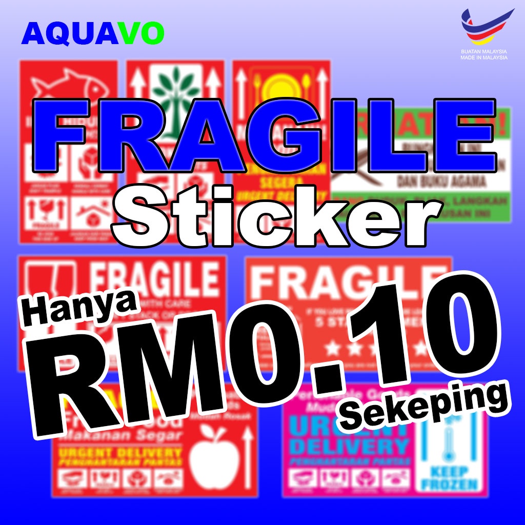 10pcs Fragile Sticker Ikan Hidup, Mudah Pecah, Pokok Hidup, Makanan ...