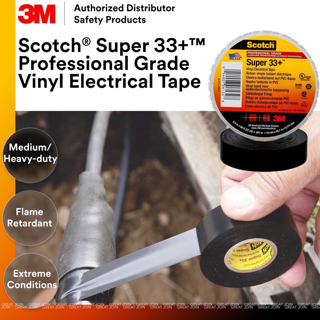 3M Scotch Super 33+ Vinyl Electrical Tape/ Professional Grade/ Wire Tape/ Electrical Insulation ...