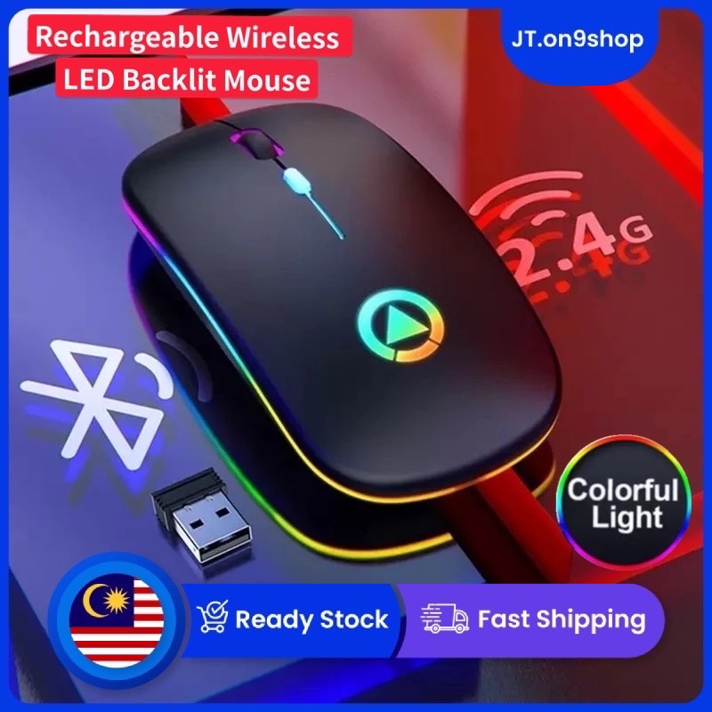 Wireless Mouse Bluetooth RGB Rechargeable Mouse Wireless Computer ...