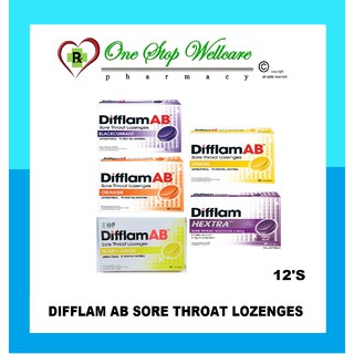 DIFFLAM AB SORE THROAT LOZENGES (ORANGE /BLACKCURRANT /LEMON /HEXTRA ...