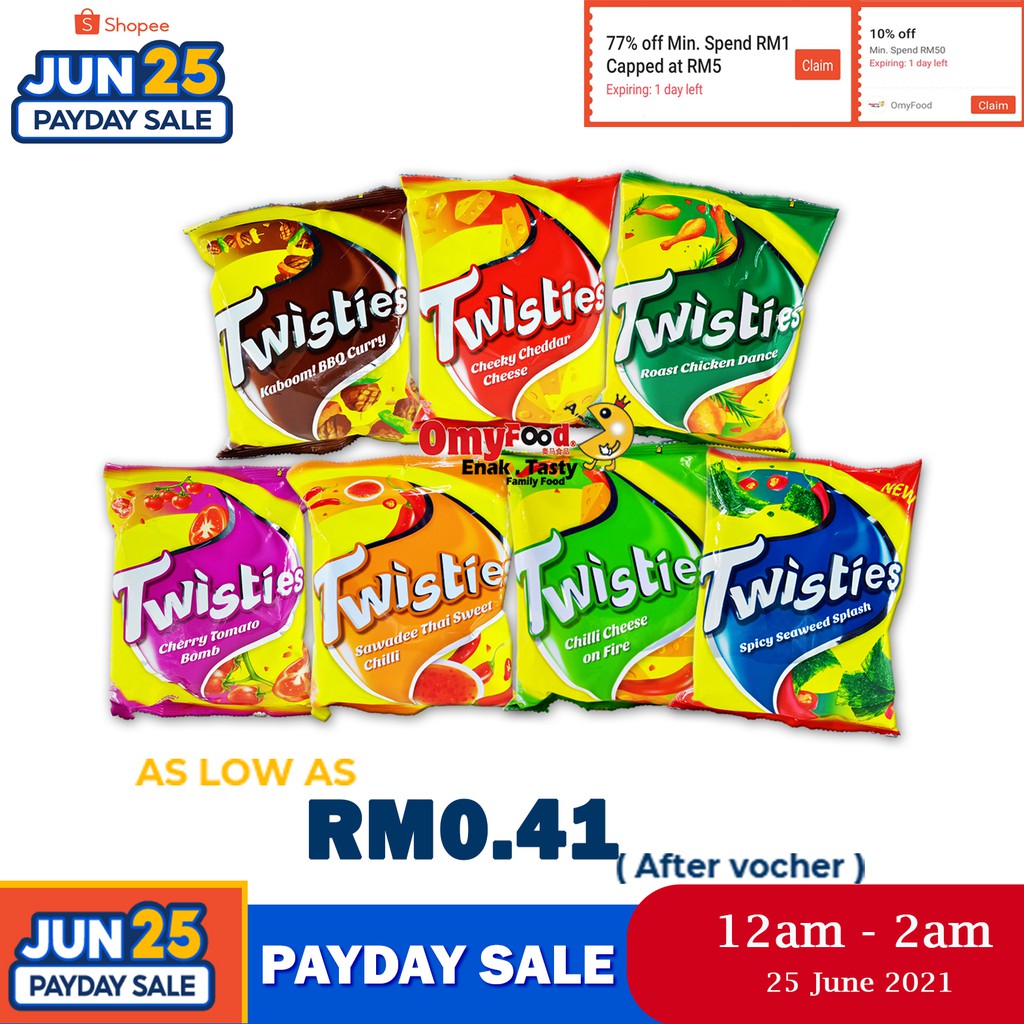 60g Big Pack Twisties [BBQ Curry/Cheddar Cheese/Chicken/Tomato/Thai ...