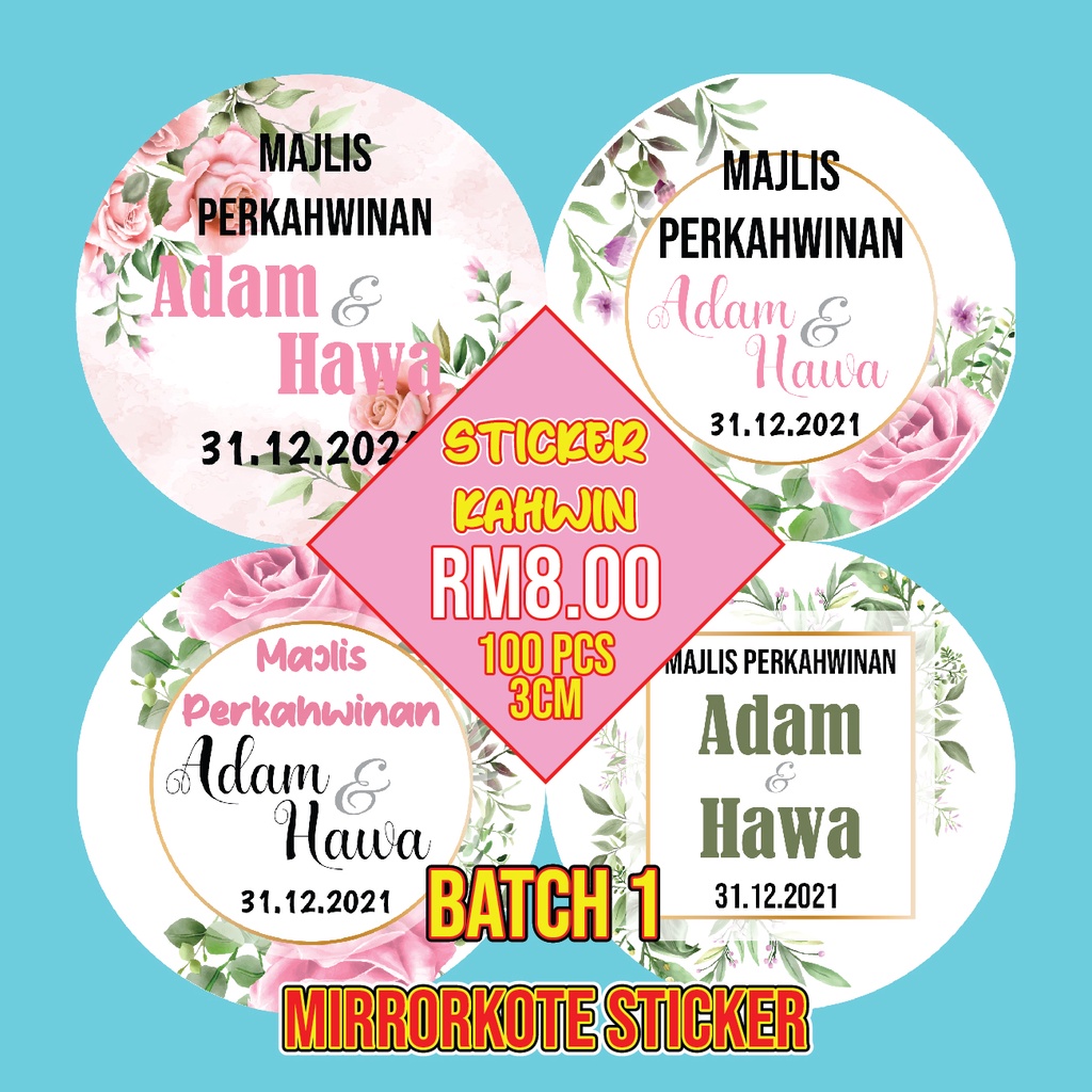 STICKER KAHWIN DOORGIFT LABEL STIKER MURAH | 3CM - 7CM |100pcs | STIKER ...