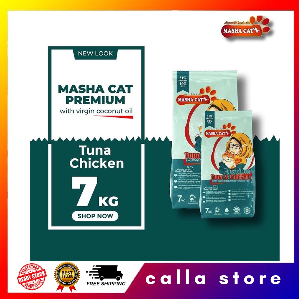 Masha Cat 7KG Premium Tuna & Chicken with Virgin Coconut Oil | Shopee ...