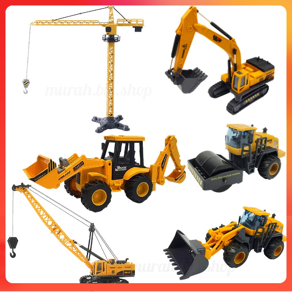 HOT Construction Toy Vehicle Excavator Toys Crane Bulldozer Lorry Truck ...