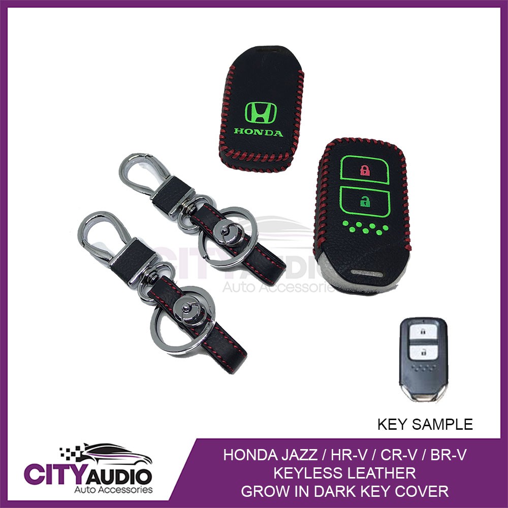HONDA JAZZ / HR-V / CR-V / BR-V KEYLESS LEATHER GROW IN DARK KEY COVER ...