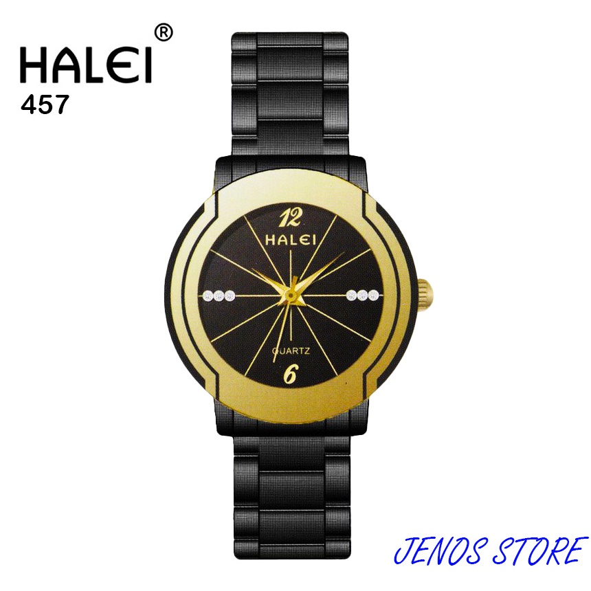 Jam Tangan Lelaki Wanita HALEI 457 Tali Stainless Steel Tahan Air Halei ...