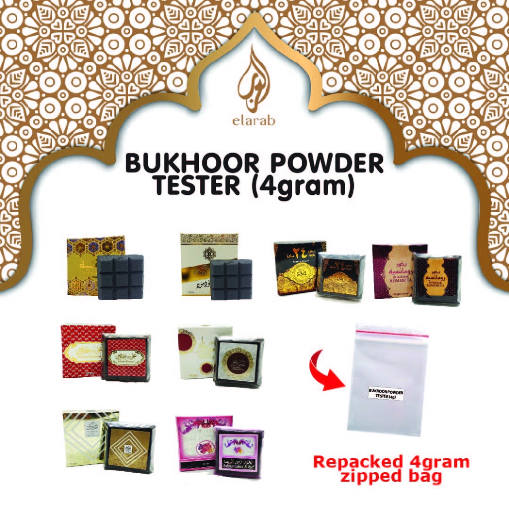 BUKHOOR POWDER TESTER / SAMPLES REPACKED (4g) | Shopee Malaysia