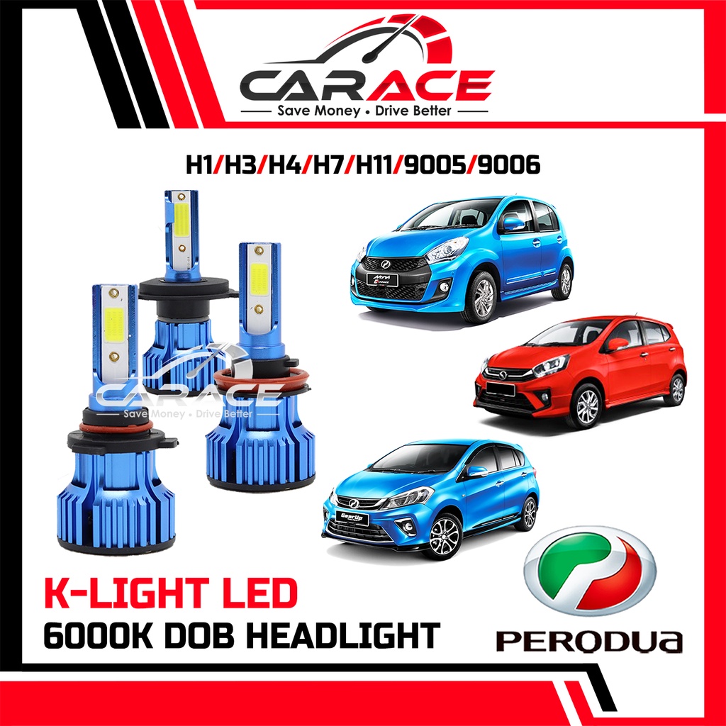 KLIGHT DOB LED Headlight 6000K 50W | H4 H7 H11 | PERODUA LED Car ...