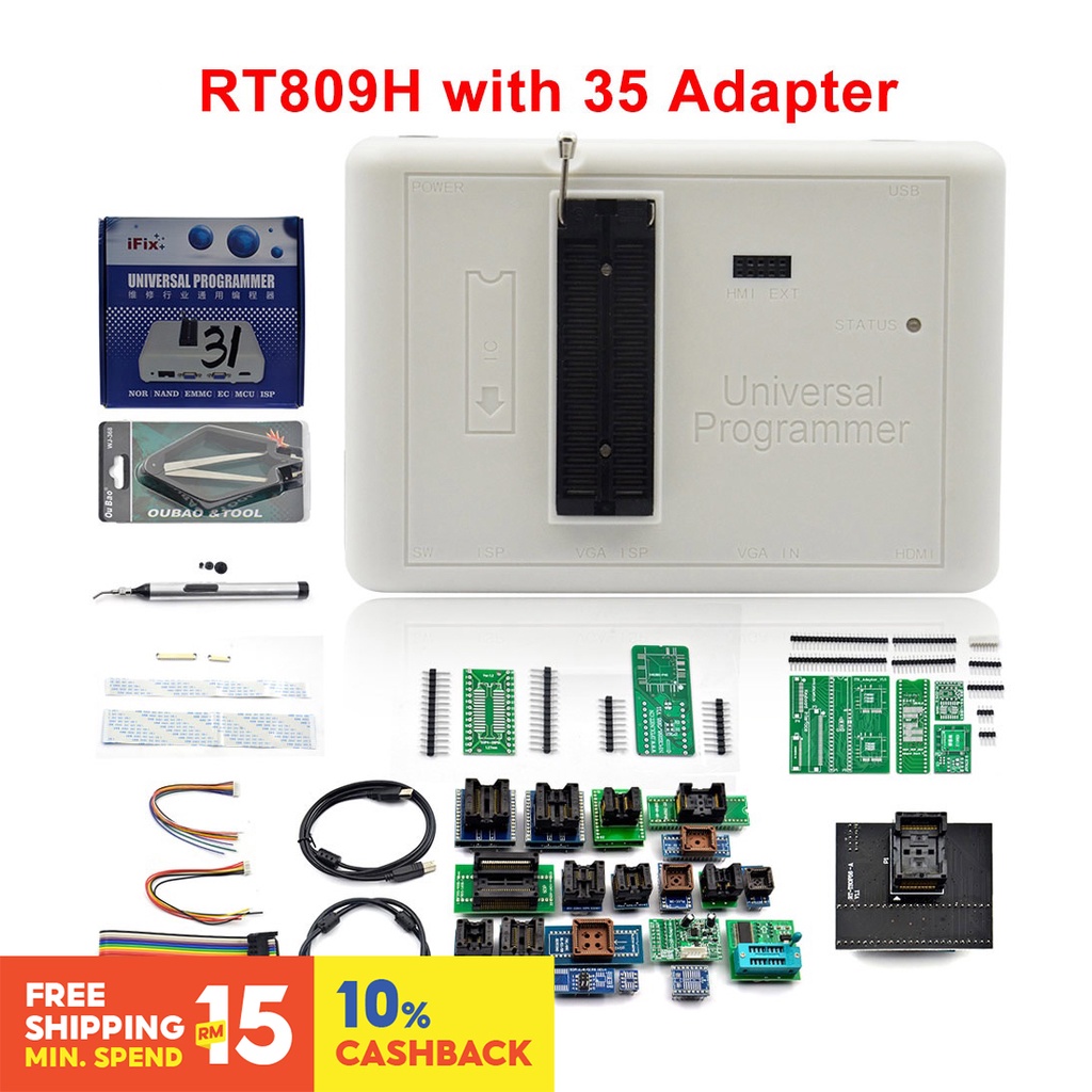 Original Edid Cable RT809H USB Programmer EMMC-Nand Extremely Universal WITH CABELS Programming ...