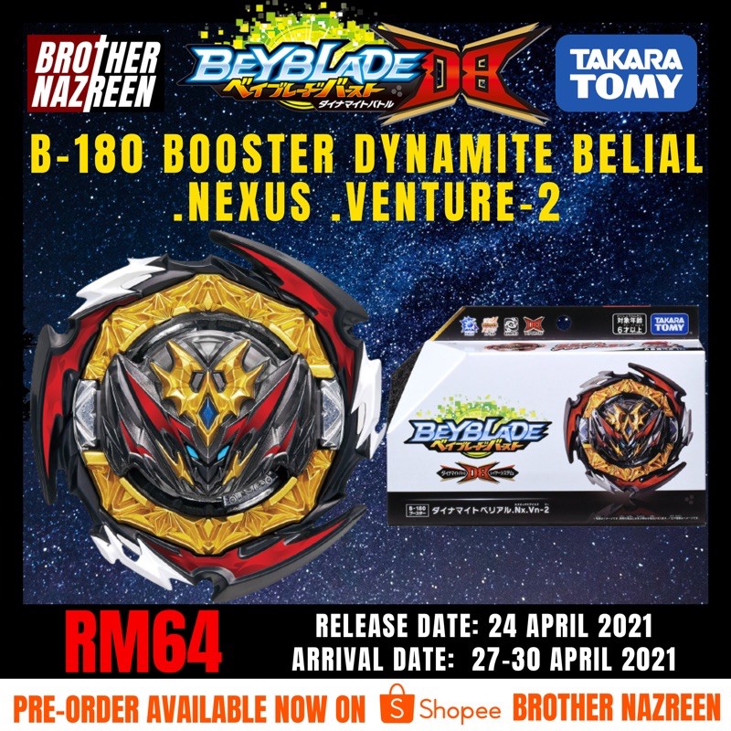 Takara Tomy Beyblade Burst DB B-180 Booster Dynamite Belial .Nexus .Venture-2 | Shopee Malaysia