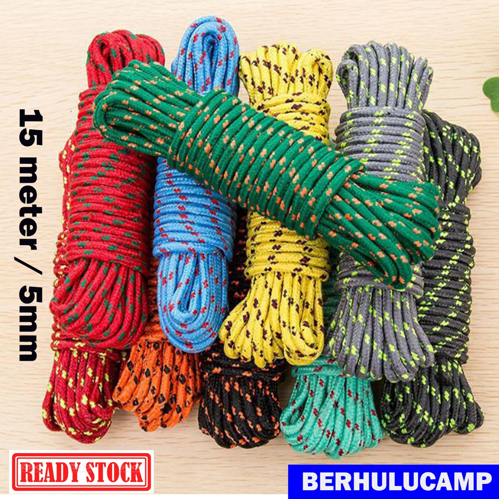 15m Tali Khemah Tali Flysheet Camping Tent Rope Tali Nylon Rope Washing ...