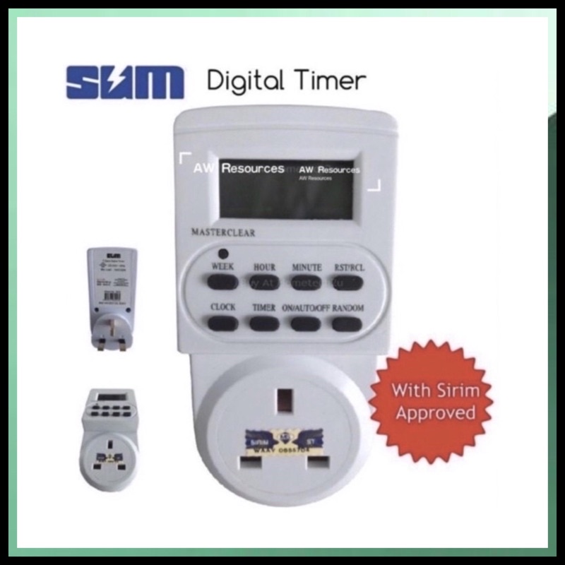 SUM 24hours Digital 3Pin Plug In Timer (Sirim Approved) | Shopee Malaysia