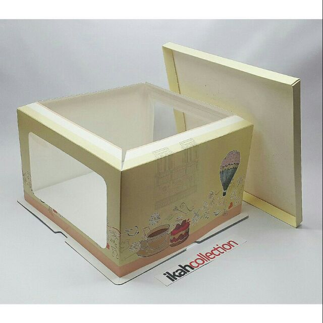 Kotak Kek | Cake Box Size 10.5 x 10.5 x 6.5 inch | Transparent Window ...