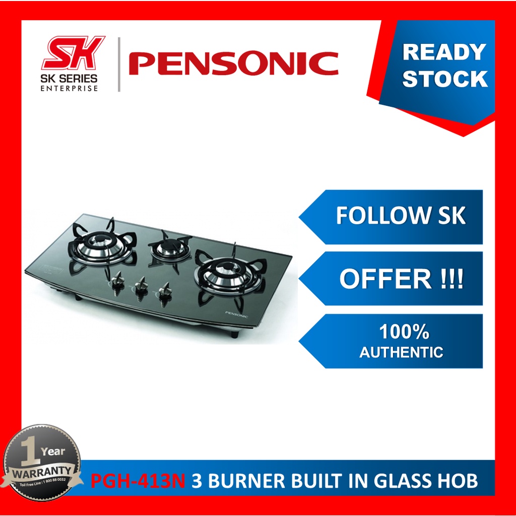 PENSONIC 3 BURNER BUILT IN GLASS HOB PGH413N / PGH-413N DAPUR HOB KACA ...