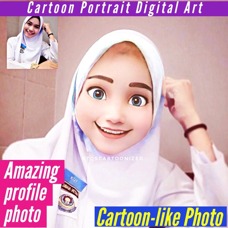 Portrait Cartoon Digital Art Photo using Apps for Photo Profile ...