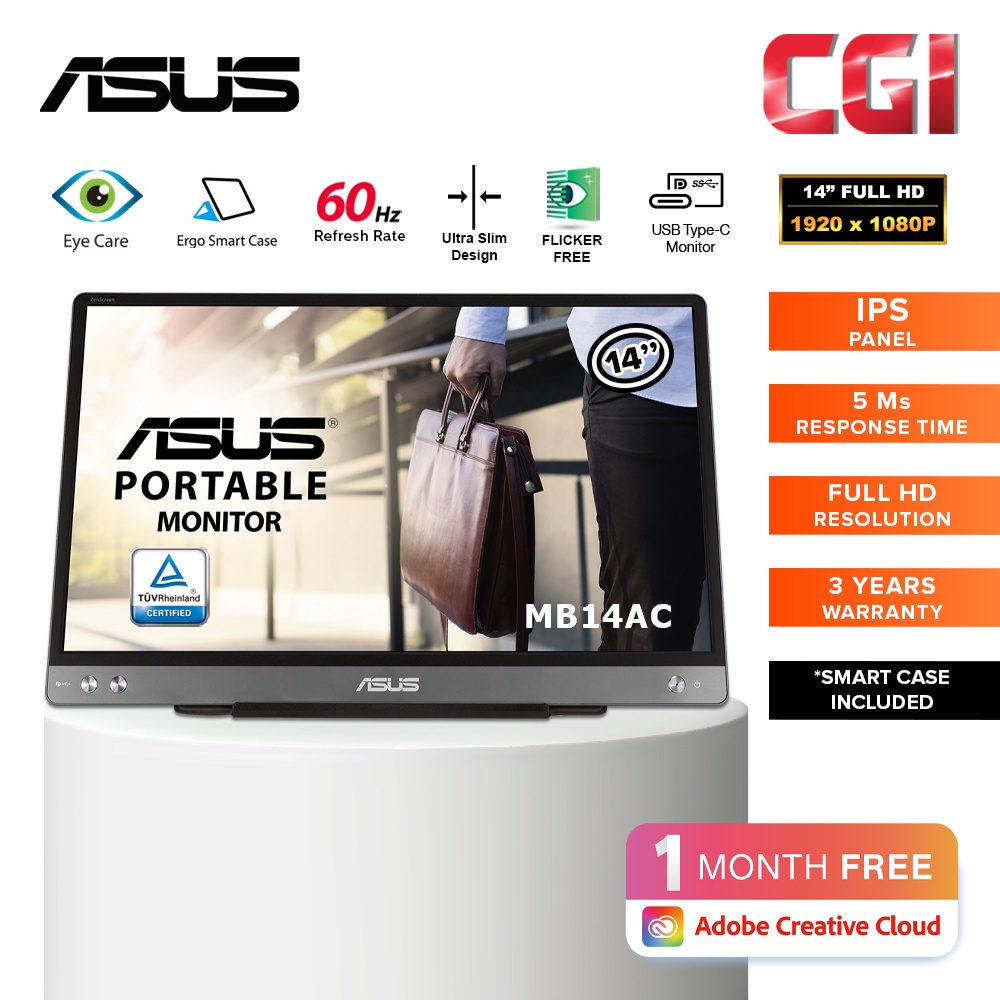 Asus ZenScreen MB14AC IPS FHD Ultraslim LightWeight Portable USB-C ...
