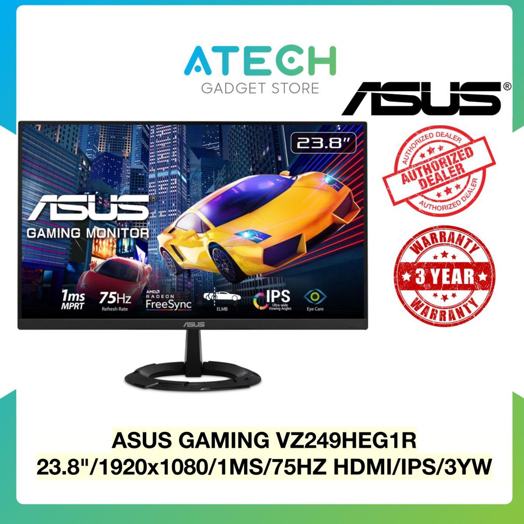 Asus 23.8" VZ249HEG1R Gaming Monitor FHD IPS 75Hz 1ms FreeSync Adaptive ...