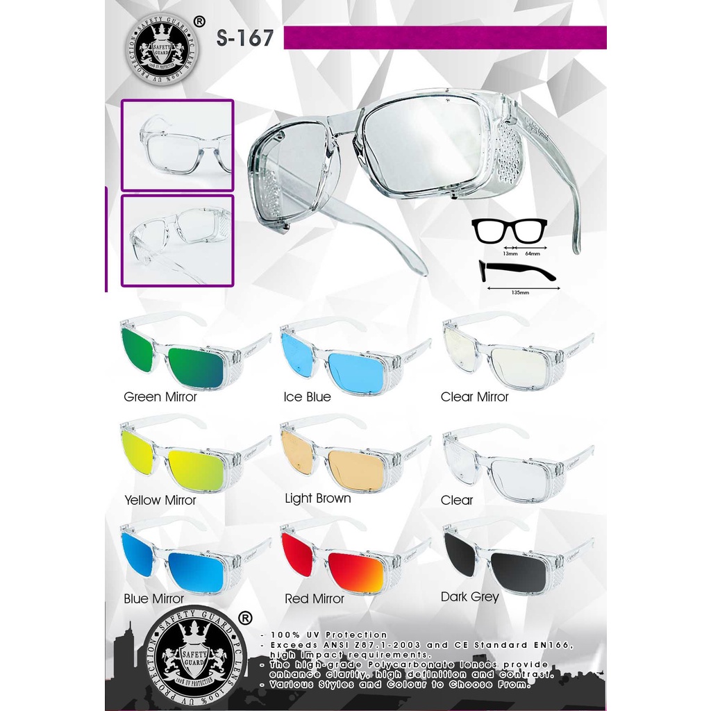 SIRIM DOSH Approval Safety Glasses Safety Guard S-167 PPE 100% UV ...