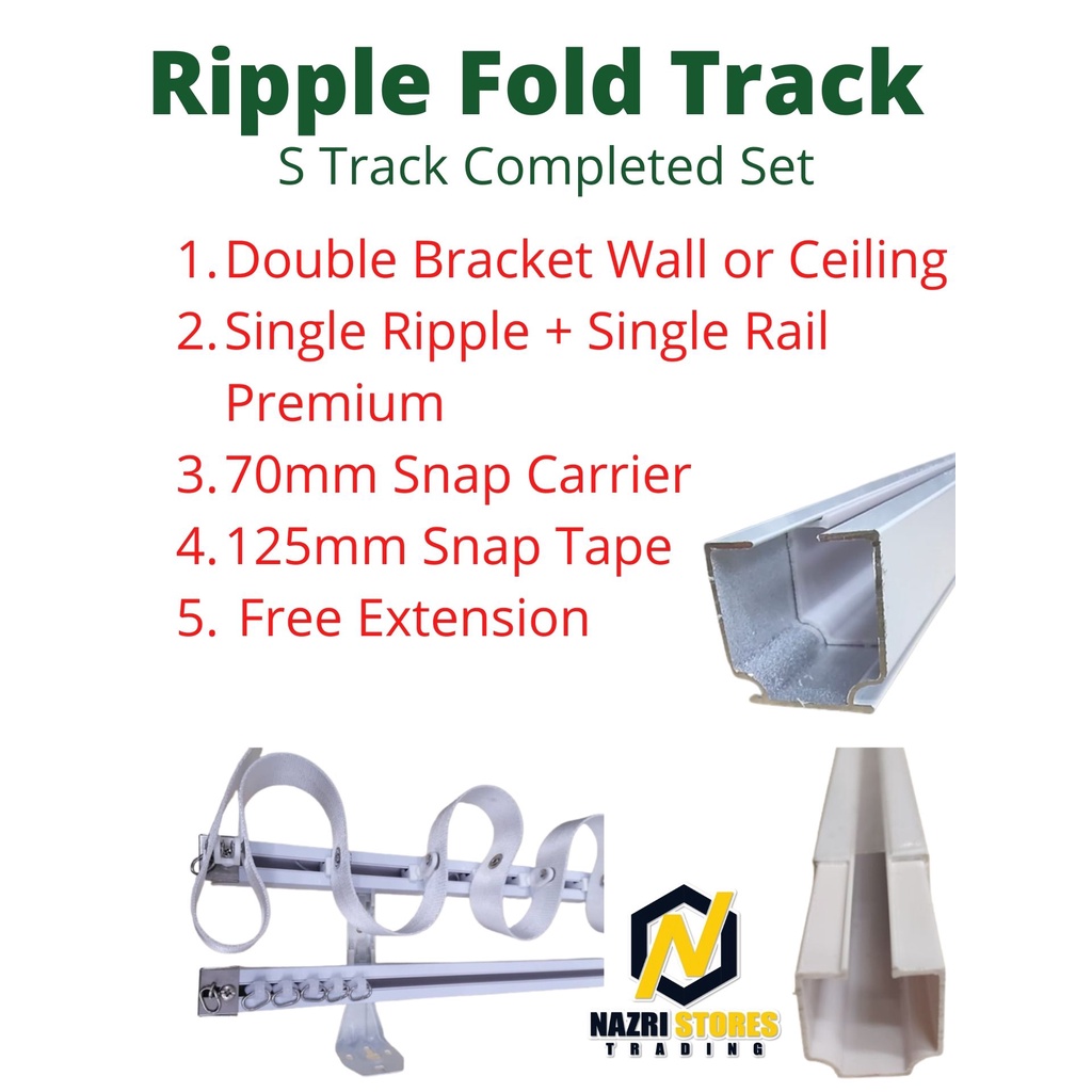 Ripple Fold Track S Curtain Track Double Ripple Fold | Shopee Malaysia
