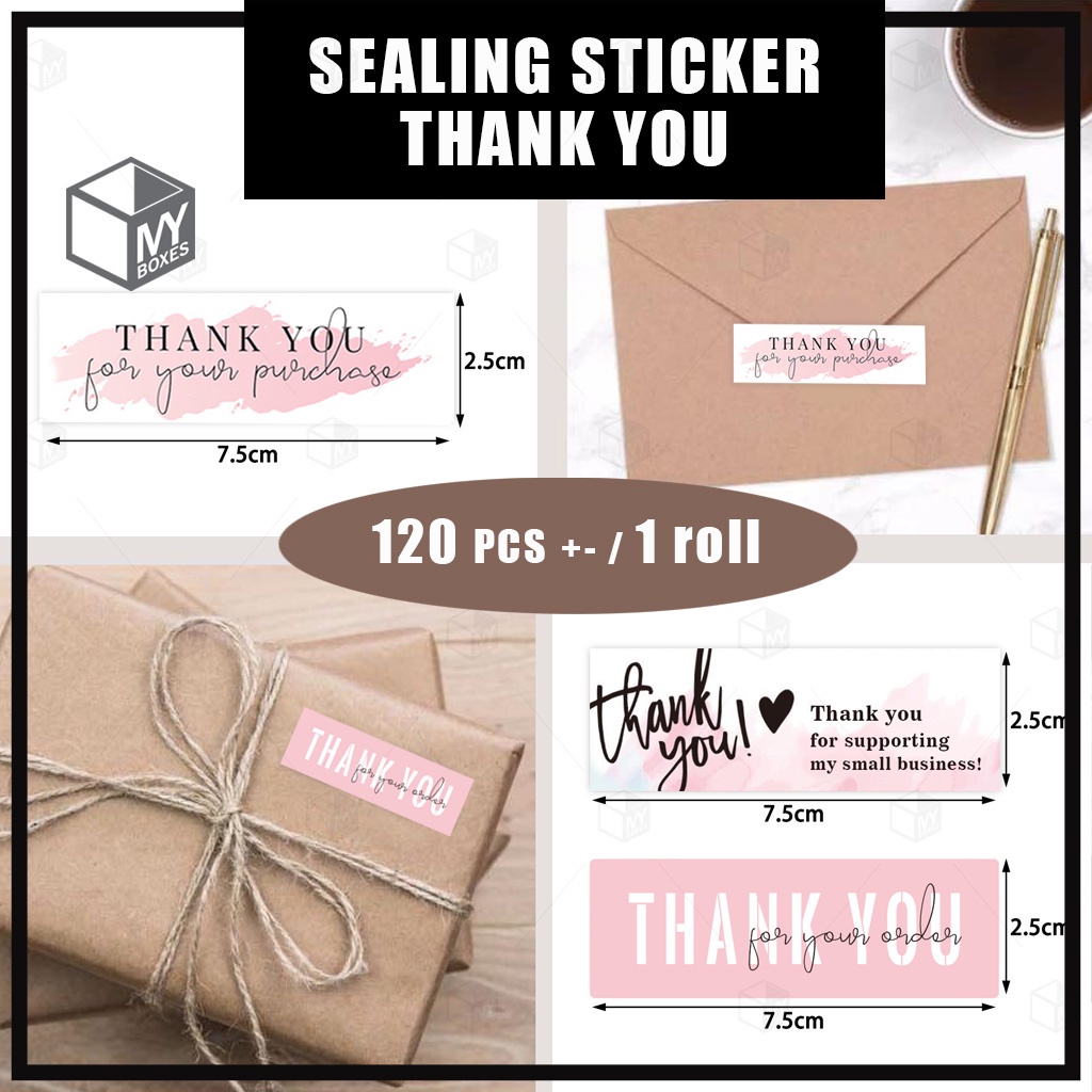120PCS Thank You Labels With Sticker Rectangle Size Decorate Box ...