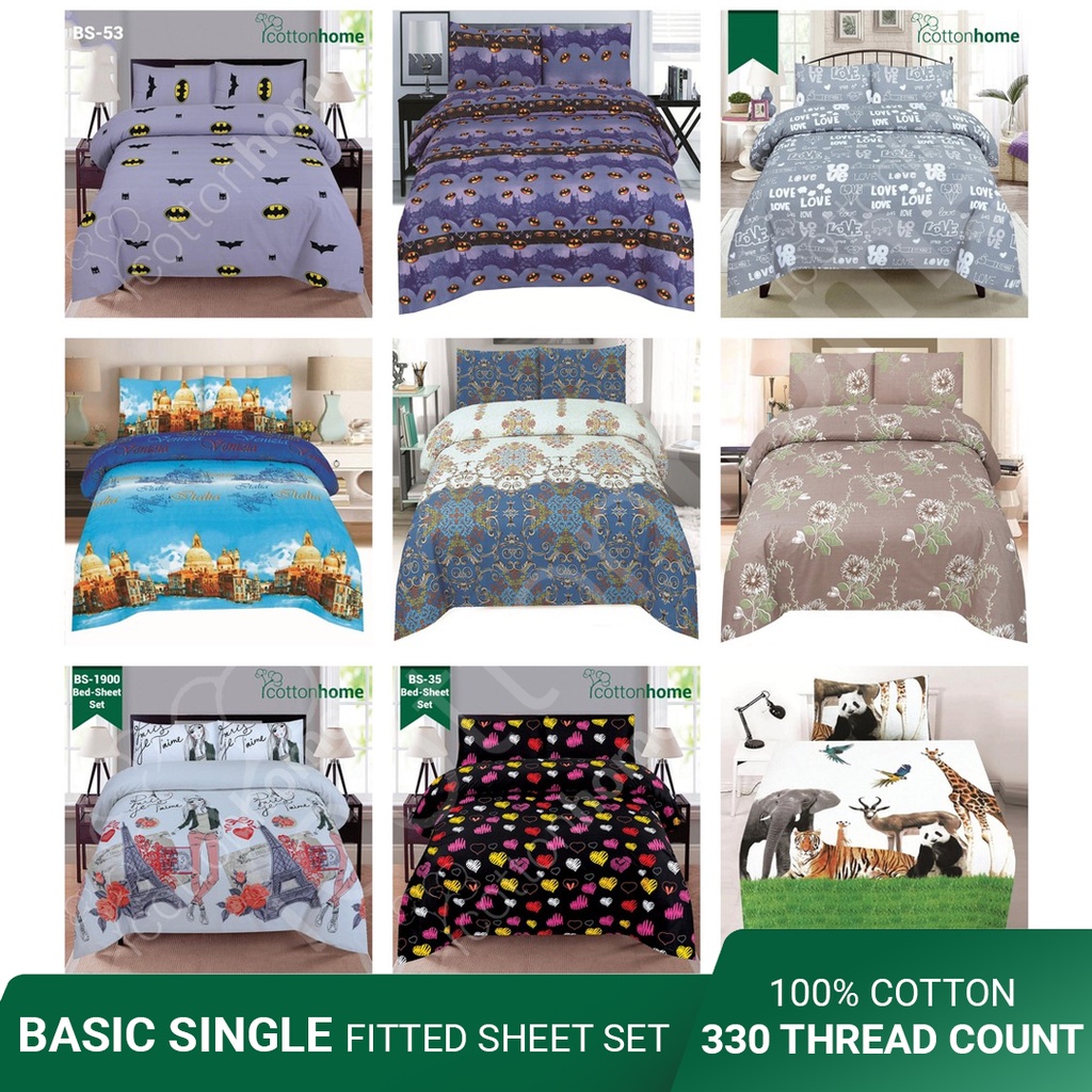 *PROMO* BASIC Single Fitted Sheet Sets - 100% Cotton Rich: 330 Thread ...