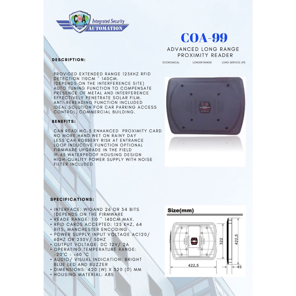 GP99/ COA99 MID RANGE PROXIMITY CARD READER RFID 125KHZ | Shopee Malaysia