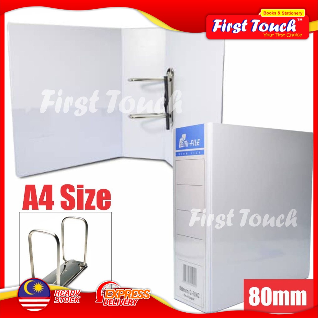 EMI PVC 2D Ring File 80mm A4 Size White | Shopee Malaysia