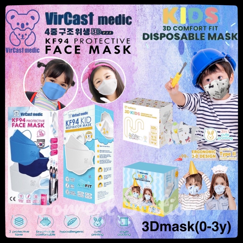 VIRCAST MEDIC KF94/3D Protective Face Mask For Kids 20s/30’s | Shopee ...
