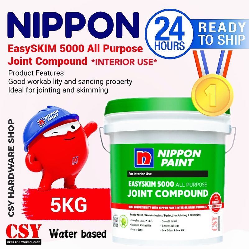 Nippon Paint All Purpose Joint Compound 5kg / Easyskim 5000 | Shopee ...
