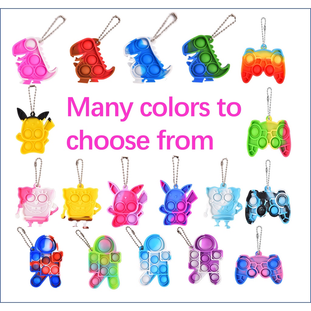 Pop It Keychain Fidget Toy Mini Fidgets Simple Dimple Keychain Small ...