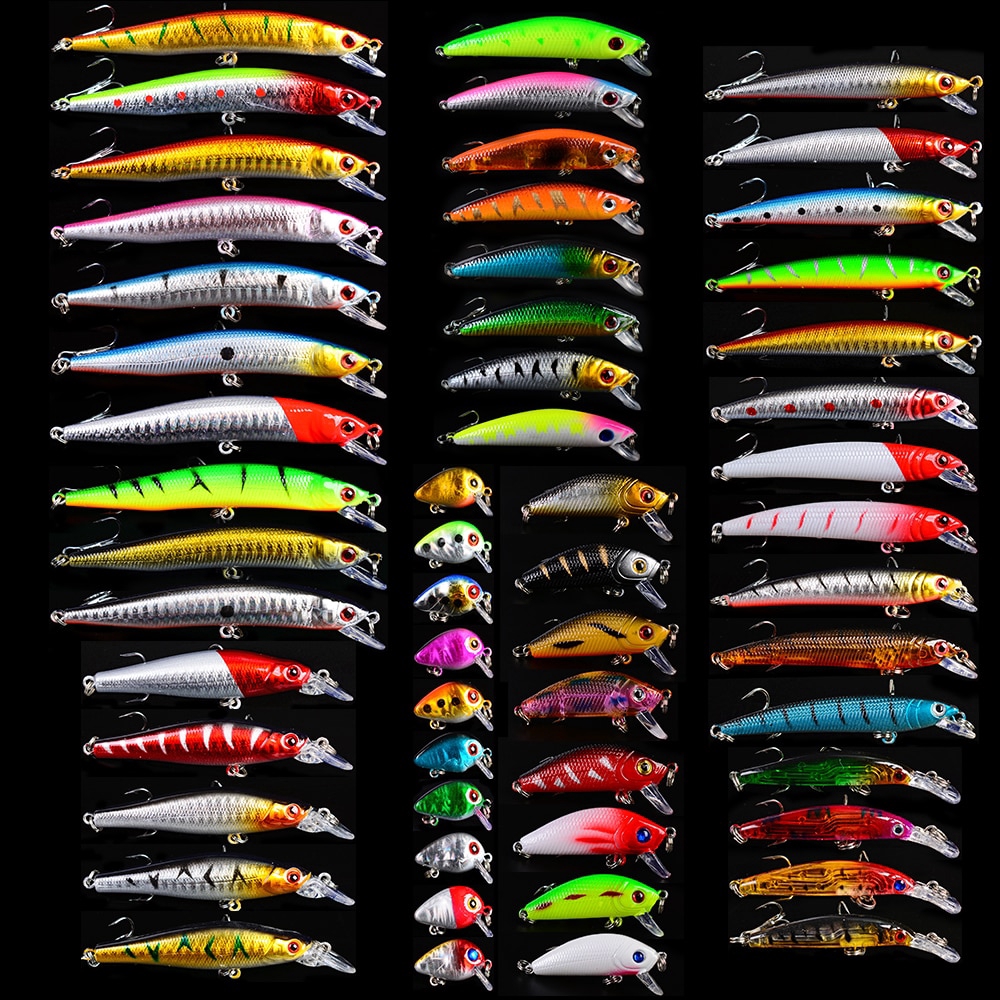 56pcs Fishing Lure Set Exp Fishing Baits Lures Mixed Minnow Lure Popper ...