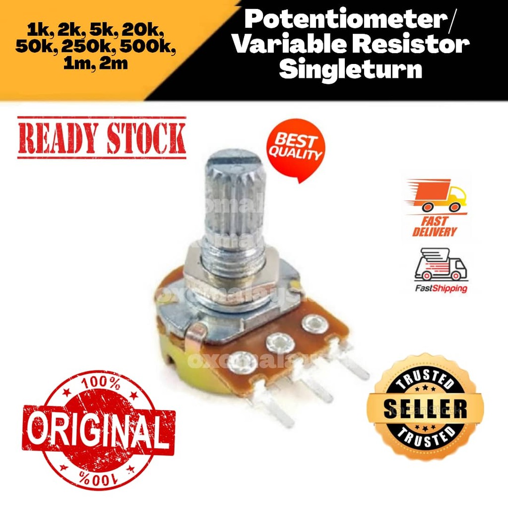 Potentiometer/Variable Resistor Singleturn 1K, 2K, 5K, 20K, 50K, 250K ...