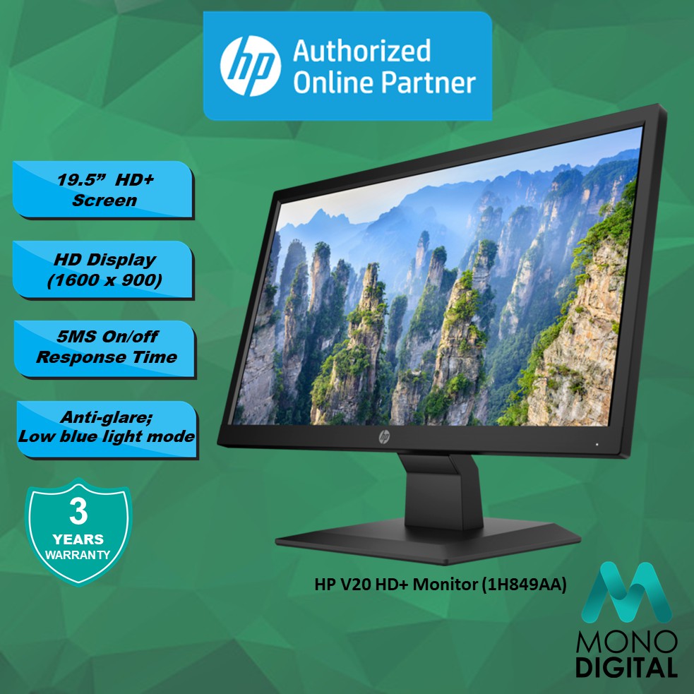 HP Monitor V20 LED Backlit HD + Monitor Anti Glare 1H849AA Support CCTV ...