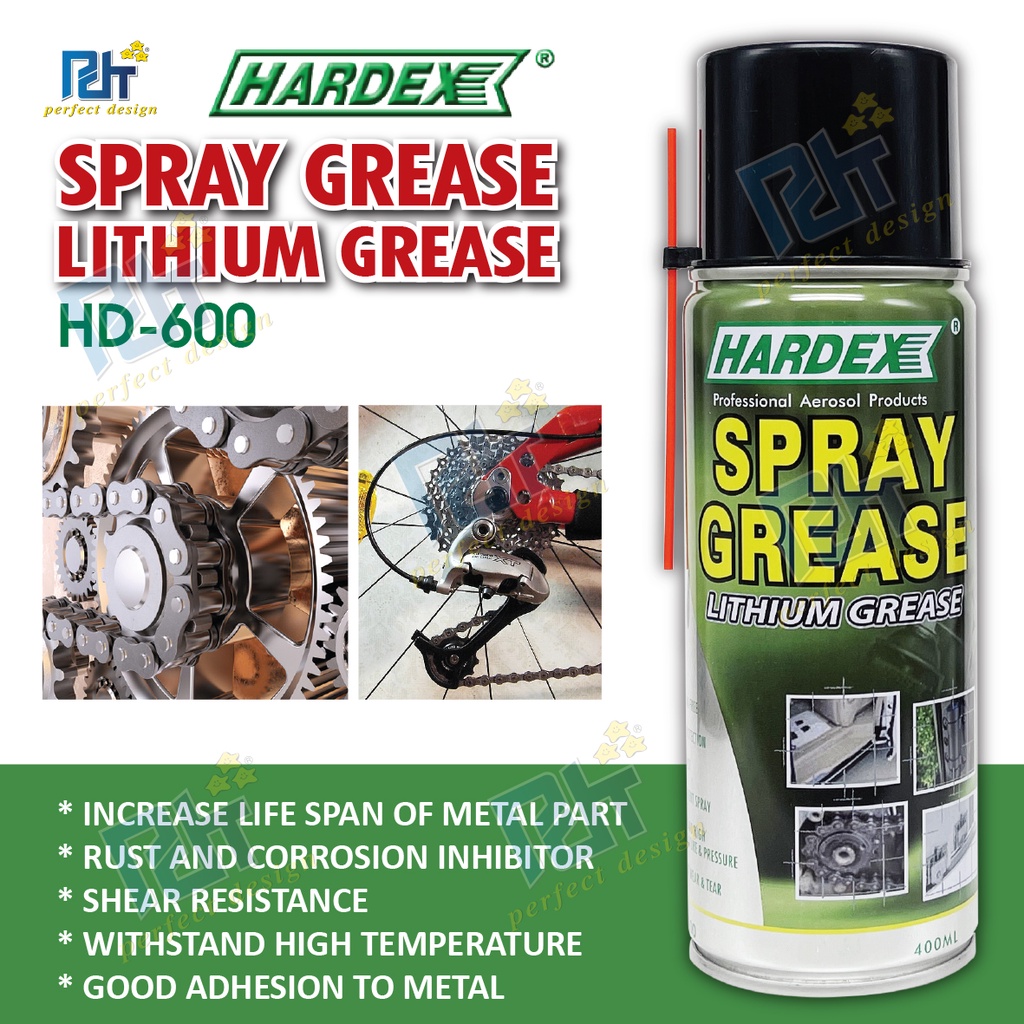 HARDEX SPRAY GREASE LITHIUM GREASE (HD-600)#READY STOCK#400ML | Shopee ...