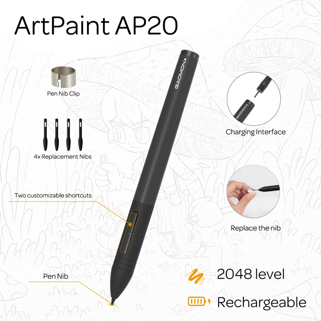 GAOMON M106K Painting Digital Graphics Pen Tablet with 12 Express Keys ...