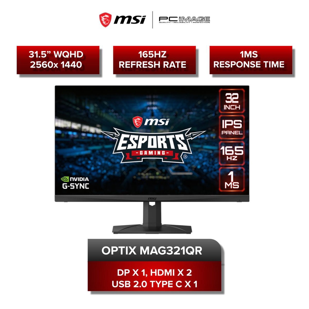 MSI OPTIX MAG321QR 1MS 2K 165HZ WQHD 32" IPS Gaming Monitor | Shopee ...