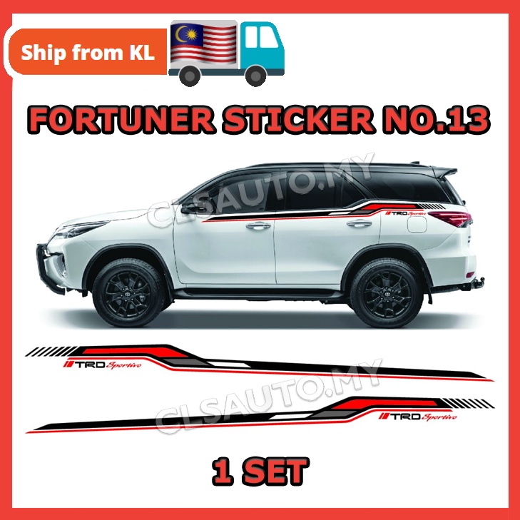 Toyota Fortuner Sticker Car Body Side Lining (13 Designs) - (1 Set ...